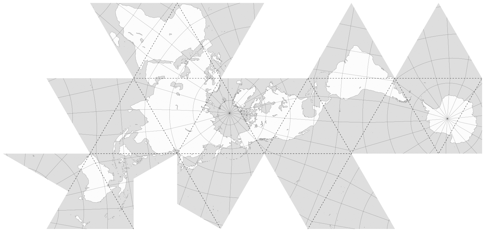 Gaba, E. (2009, mei). Blank map of the world in an unfolded Fuller ...